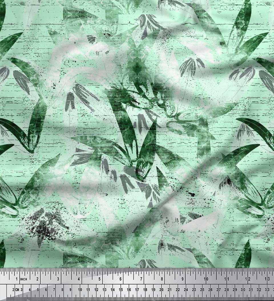 Soimoi Cotton Poplin Fabric Leaves Watercolor Print Fabric by the Yard ...