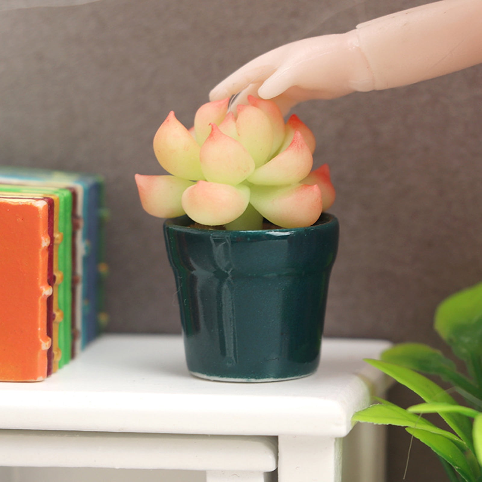Hesroicy 1:12 Mini Potted Plant Realistic Decorative Resin Dollhouse ...