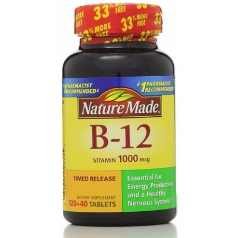 Nature Made Vitamin B-12 1000 mcg Timed Release Tablets 160 ea (Pack of ...