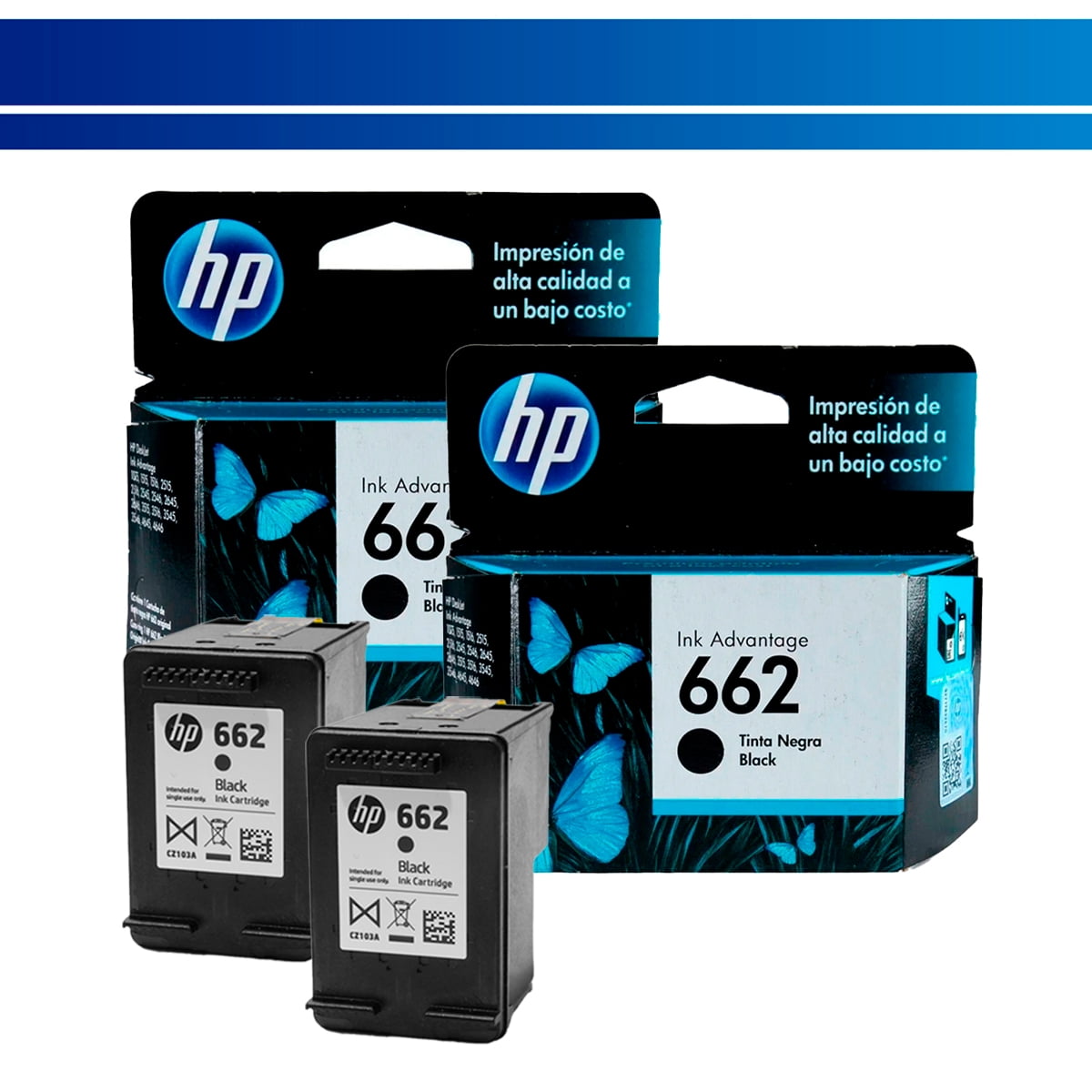 Combo 2 Cartucho Tinta 662 Negro Original HP CZ103AL | Walmart en línea
