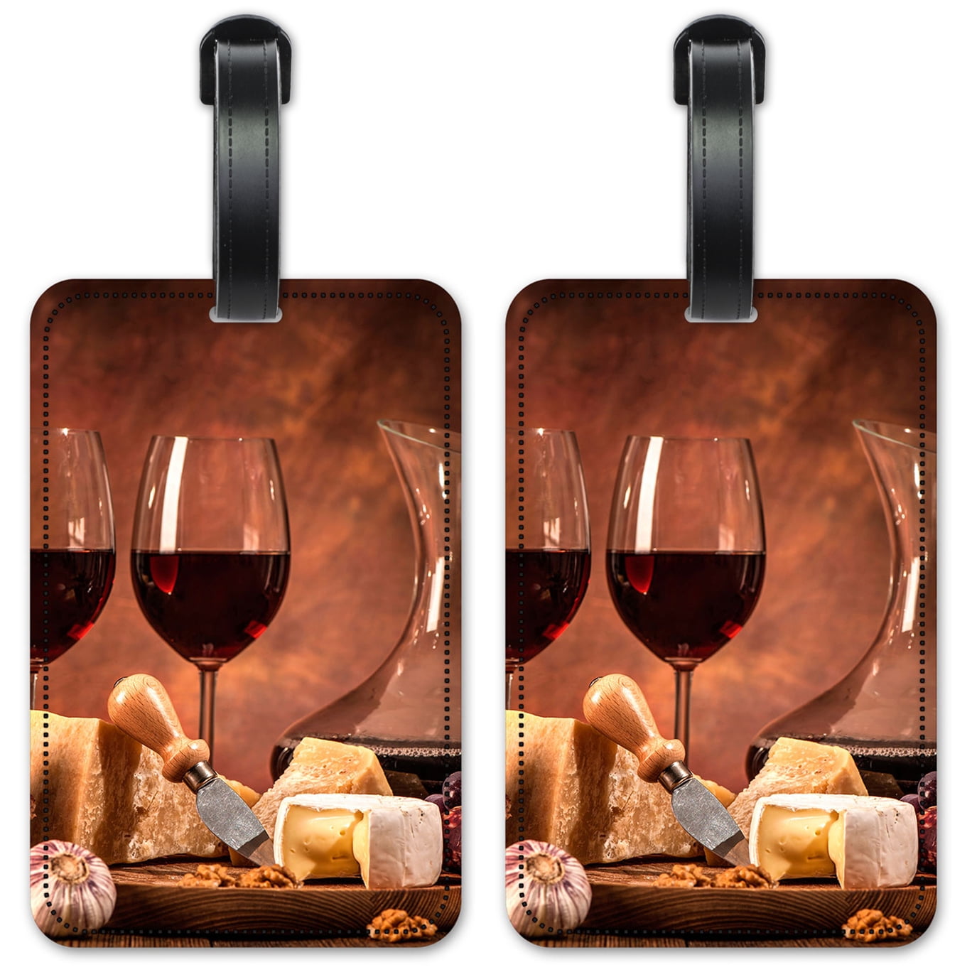 Red Wine, Meat & Cheese - Luggage ID Tags / Suitcase Identification ...