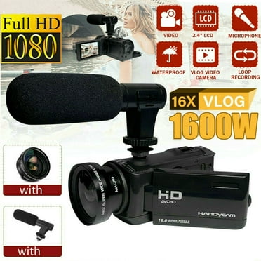 Portable Vlog Video Camera Camcorder with Microphone for YouTube, FHD ...