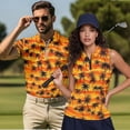 Aplkyhs Sunset Palm Tree Matching Golf Shirts for Couple His and Hers ...