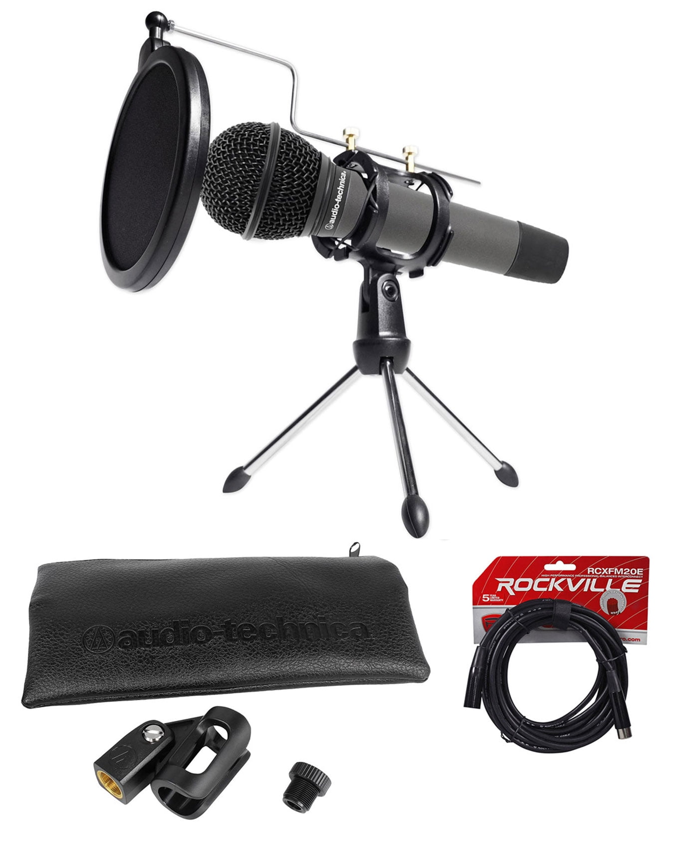 Audio Technica Dynamic Podcasting Podcast Microphone+Tripod+Pop Filter ...