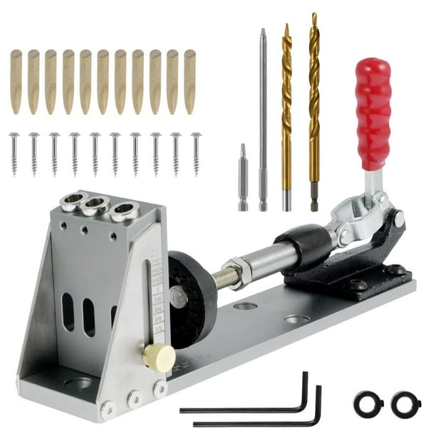 Pocket Hole Jig Kit Aluminum Alloy Pocket Screw Jig Drill Guide ...