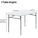 Mainstays 4 Foot Fold-in-Half Adjustable Folding Table, White - Walmart.com