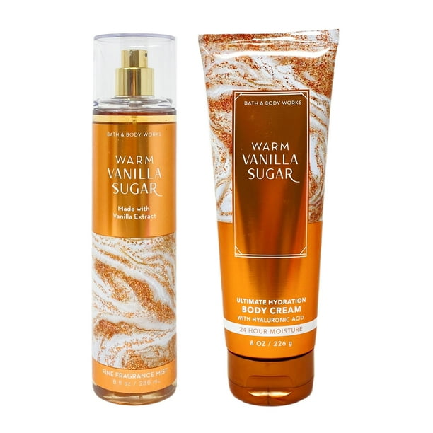 Bath and Body Works Warm Vanilla Sugar 2 Piece Gift Set - Fragrance Mist and Body Cream - Full ...