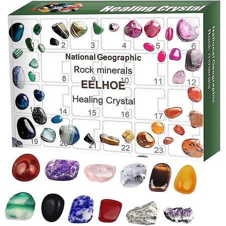 Christmas 24 Days Countdown Calendar With s, Crystal Mineral Gift Box t ...