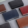 Blue PU Leather Credit Card Case, 10x6cm Slim Organizer for Business ...
