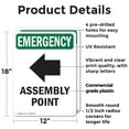 (2 Pack) Assembly Point [Left Arrow] With Symbol OSHA Emergency Sign 12 ...