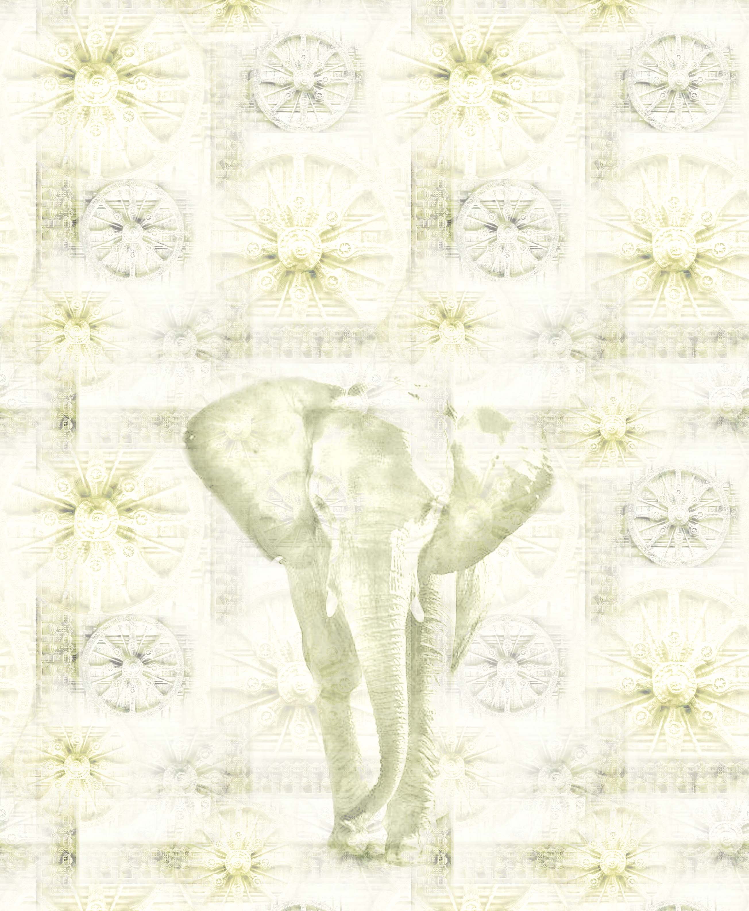 Soimoi Satin Silk Fabric Elephant & Wheel Panel Print Fabric by the ...