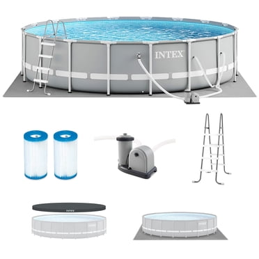 Intex 17' x 48" Clearview Prism Frame Above Ground Swimming Pool Set ...