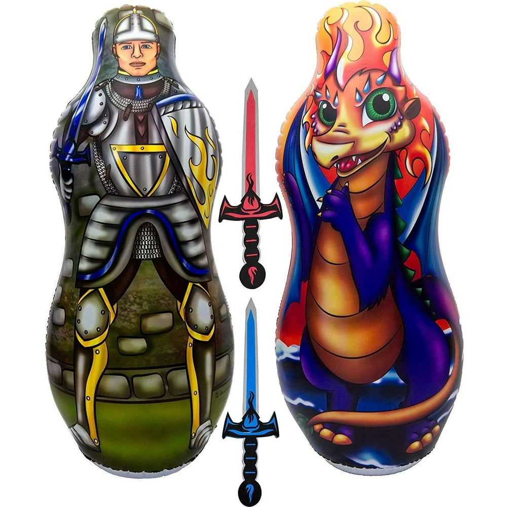 Inflatable Punching Bag & Foam Sword Set | One 48" Tall Double Side Bop ...