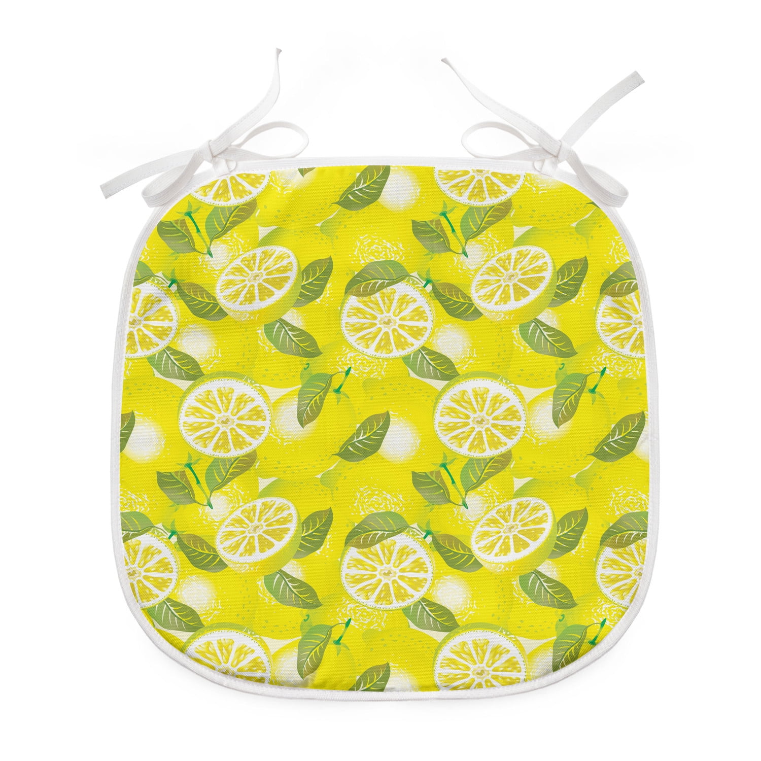 Spring Dining Chair Pad, Fresh Lemon Slices with Leaves Background Soft ...