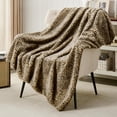 Decorative Brown Leopard Print Faux Blanket Size 60" x 70", Double ...
