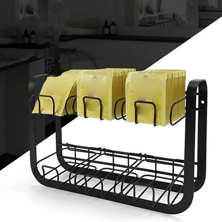 2 Tier Holder, Sugar Packets Wall Mount Sweetener Creamer Storage Stand ...