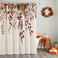 Bathroom Shower Curtain Autumn Leaves Fruit Pulp on Vintage Waterproof ...