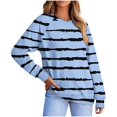 Asgosdo Fall T-shirts for Women V Neck Long Sleeve Striped Color Block ...