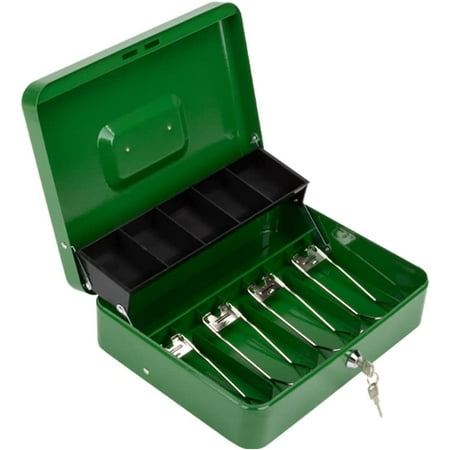 Large Locking Cash Box with Key Lock and Money Tray, Money Box with ...