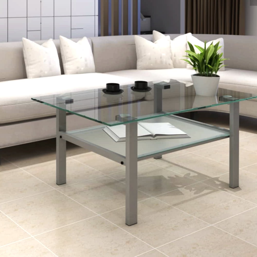 Buy LAUSATEK 2-Tier Glass Coffee Table Modern Center Coffee Table with ...