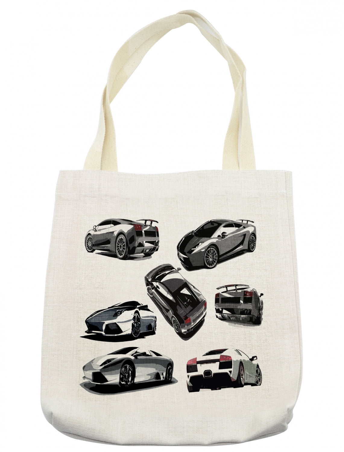 Modern Tote Bag, Grey Cars from Various Angles Automobile Industry ...