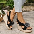 Bkhluea Women Cross Strap Rhinestone Burst Wedge Espadrille Sandals ...