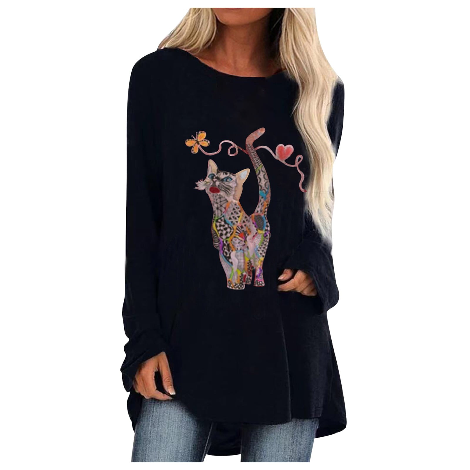 Scyoekwg Womens Long Sleeve Tunic Tops to Wear with Leggings Casual ...