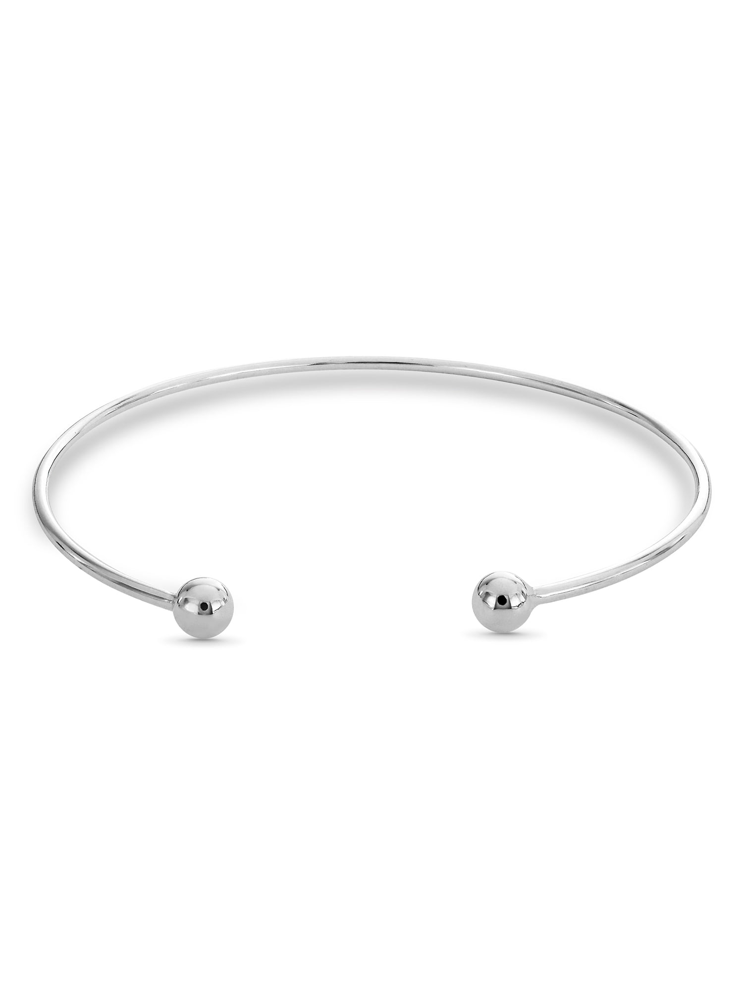Sterling Silver Polished Ball Ends Open Cuff Bangle - Walmart.com
