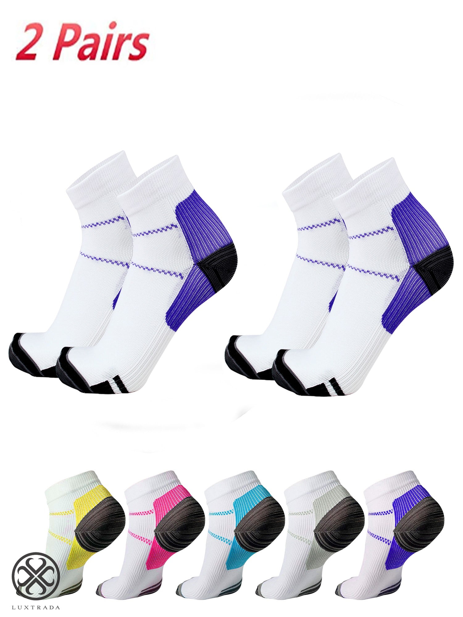 Luxtrada Plantar Fasciitis Socks 2 Pair Heel Arch Support Socks for Men ...