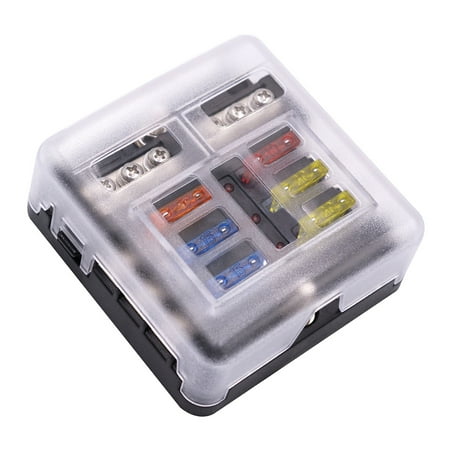 Fuse Box with Negative Bus, Blade Fuses Holder Block 6 Way with LED ...