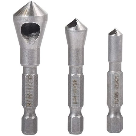 Countersink Deburring Tool 1/4 Hex Shank Drill Bit Set Chamfering Wood ...