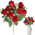 Artificial Red Rose Bouquets, Realistic Silk Mini Roses with Baby’s ...