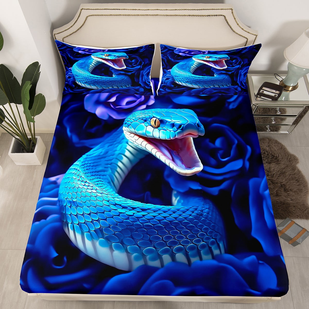 Click here for Erosebridal Wild Snake Animal Fitted Sheet Queen b... prices