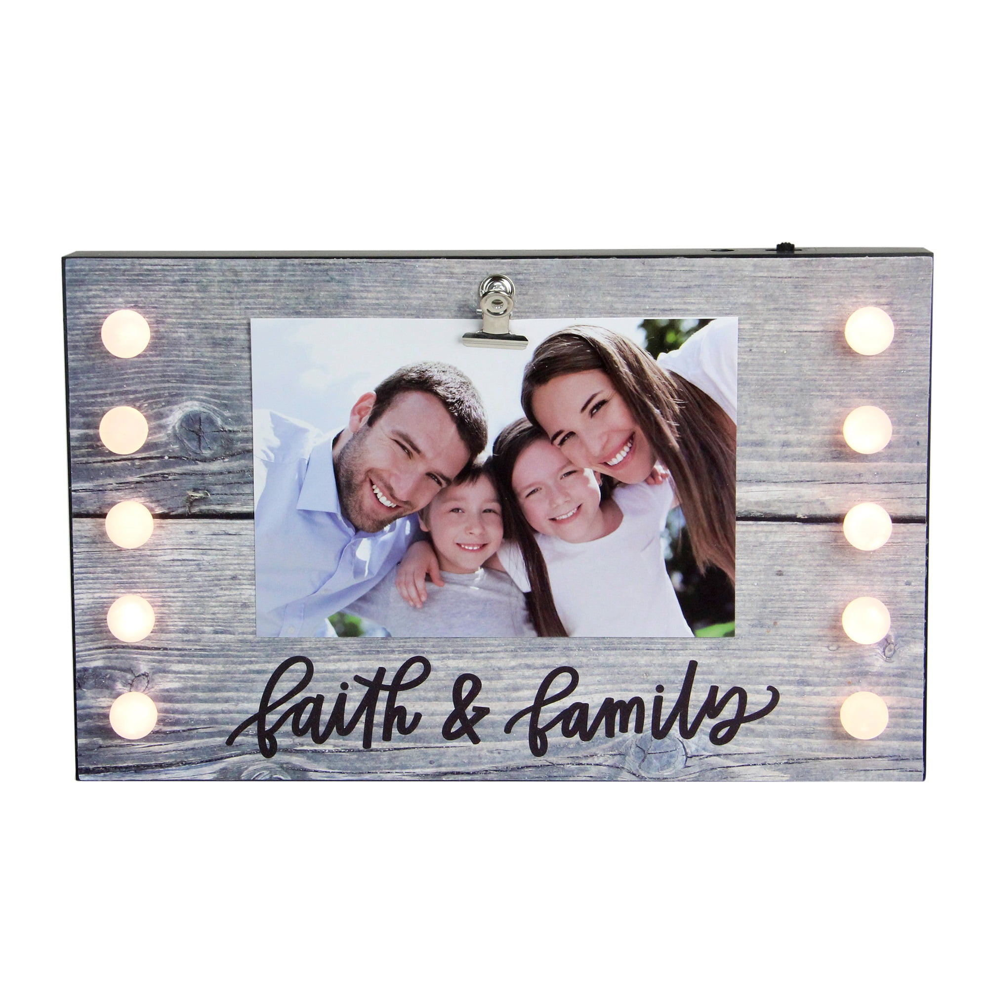 LED Lighted Faith & Family Picture Frame with Clip - 4" x 6" - Walmart.com
