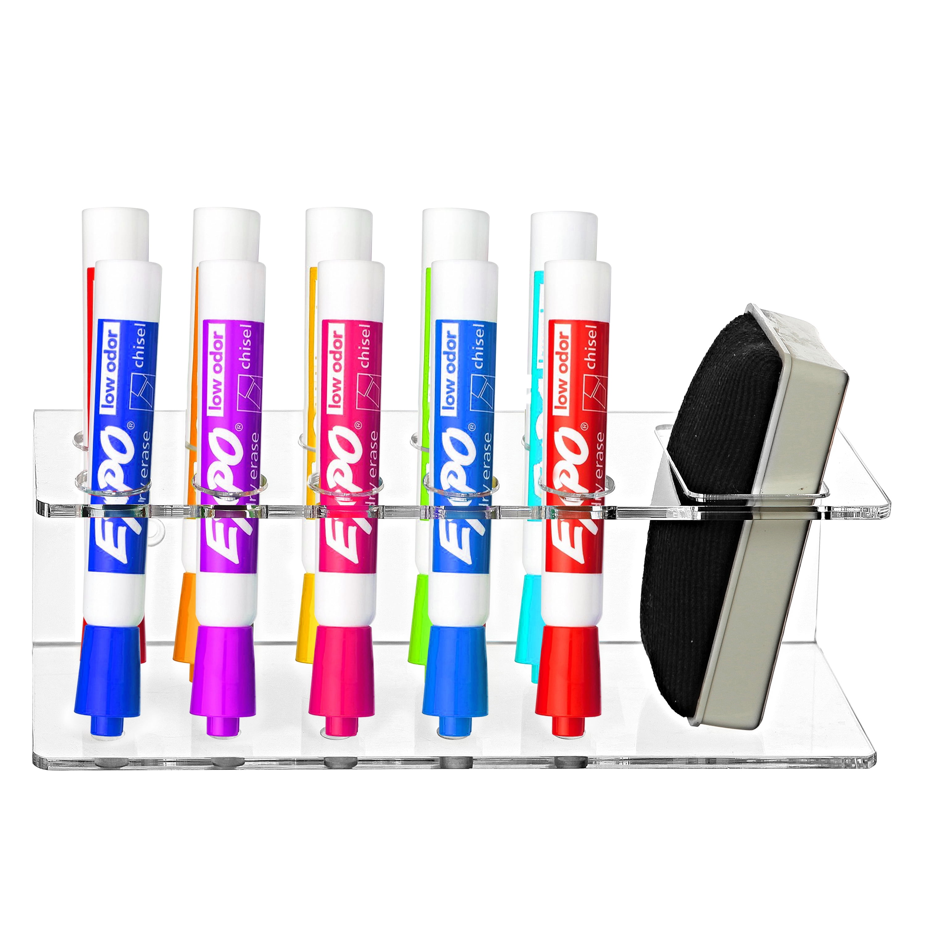 MyGift Clear Acrylic Wall Mountable 10 Slot Dry Erase Marker & Eraser ...