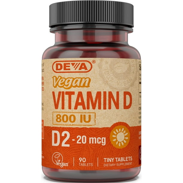 Suplemento DEVA Vegan Vitamina D2 800 UI de ergocalciferol 90 comprimidos | Bodega Aurrera en línea