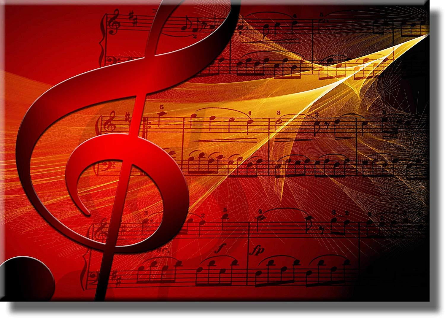 Bright Red Music Notes Picture on Stretched Canvas, Wall Art Décor ...