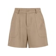 BADHUB Women Dress Shorts Belt Waist Button Front with Pockets Office ...