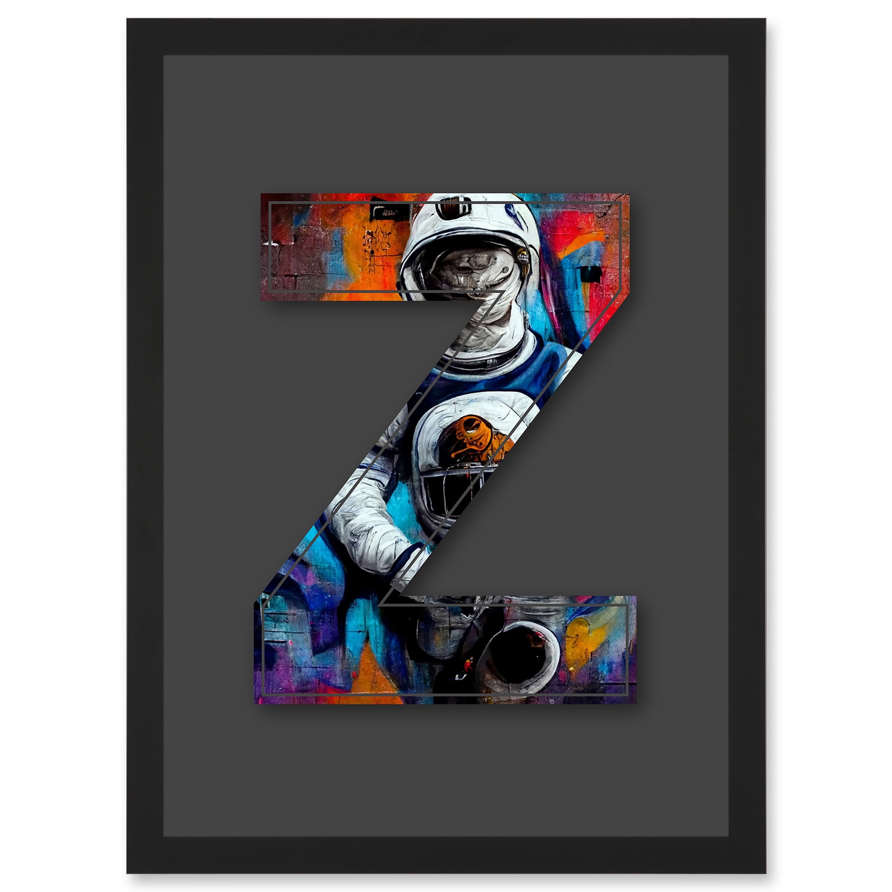 Letter Z Bright Astronaut Decorative Graffiti Mural Alphabet Initial ...