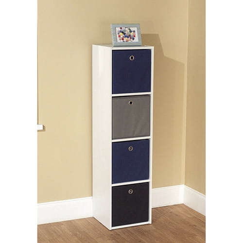 Buy TMS Utility Kids Bookshelf, 4-Tier with Fabric Bins, Multi-color ...