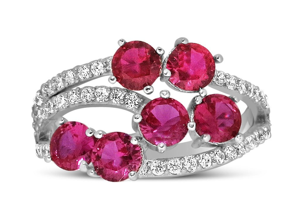 Unique 2 Carat Red Ruby and Diamond Ring for Women - Walmart.com