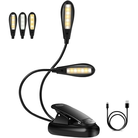 FanShow Rechargeable Reading Light, eecoo Reading Light Lamp 14 LEDs 3 ...