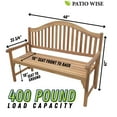 Patio Wise 4-Foot Foldable Acacia Wood Garden Bench, Long Back Exterior ...