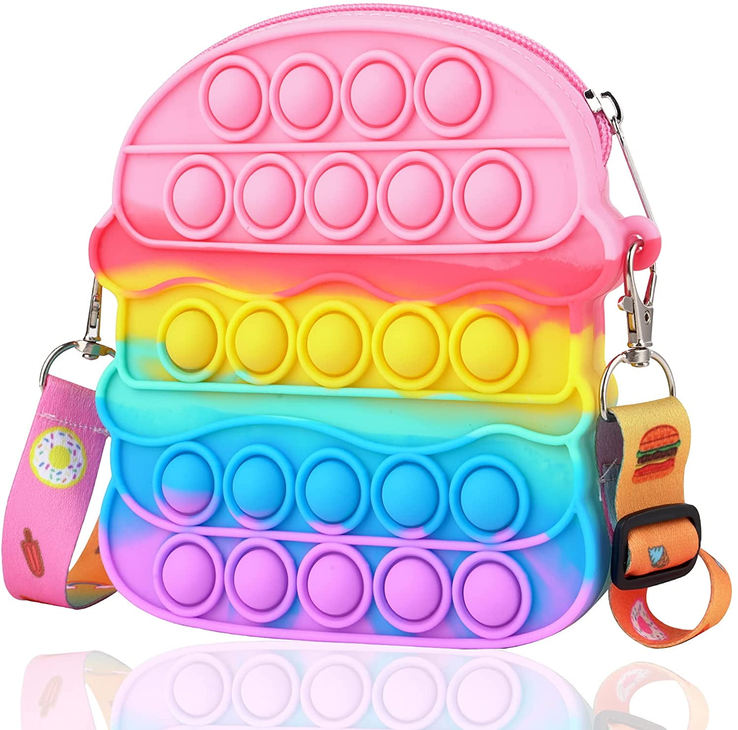 SCIONE Pop Purse Fidget Toys Bag for Girls，Rainbow Popper Bubble ...