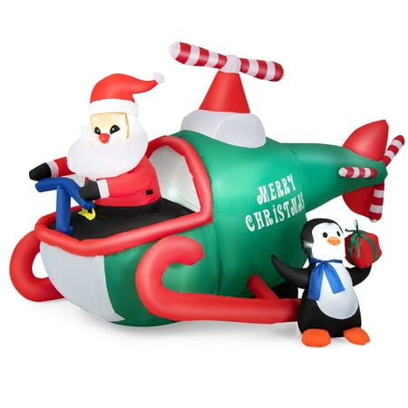 Topbuy 6.5FT Long Christmas Inflatable Santa Claus with Penguins on ...