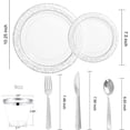 150PCS Clear Silver Plastic Disposable Plates and Cutlery Set ...