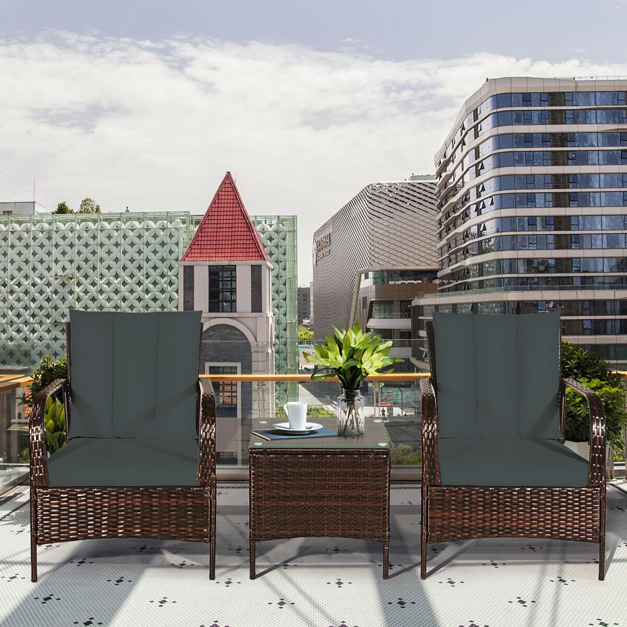 Click here for Costway 3 Pcs Patio Wicker Rattan Furniture Set Co... prices