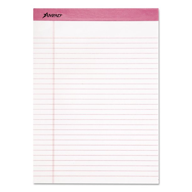 Ampad Pink Writing Pad Legal/Wide 8 1/2 x 11 Pink 50 Sheets 6/Pack ...
