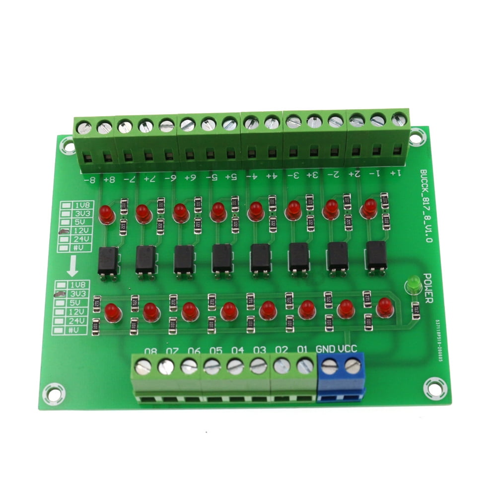 8-channel DST-1R8P-N 24V to 5V 8 Channel Optocoupler Isolation Board Plc Signal Level Voltage ...