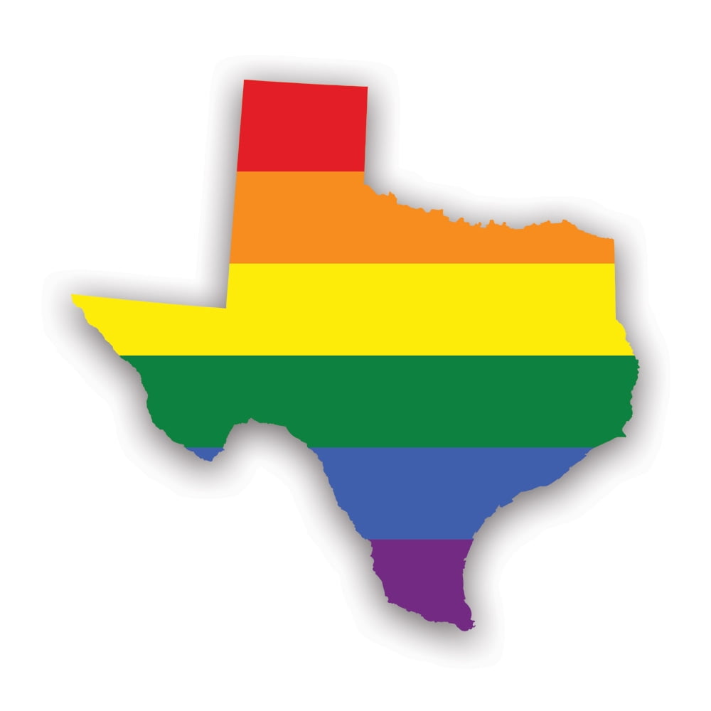 Texas State Shaped Gay Pride Rainbow Flag Sticker Decal Self Adhesive